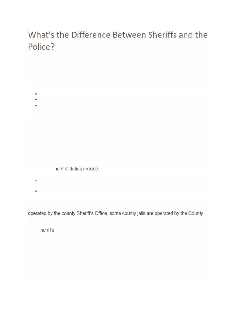 Sheriffs vs. Police: Key Differences Explained | PDF | Sheriffs In The ...