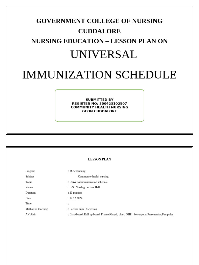 Lesson Plan on Uis | PDF | Vaccines | Vaccination