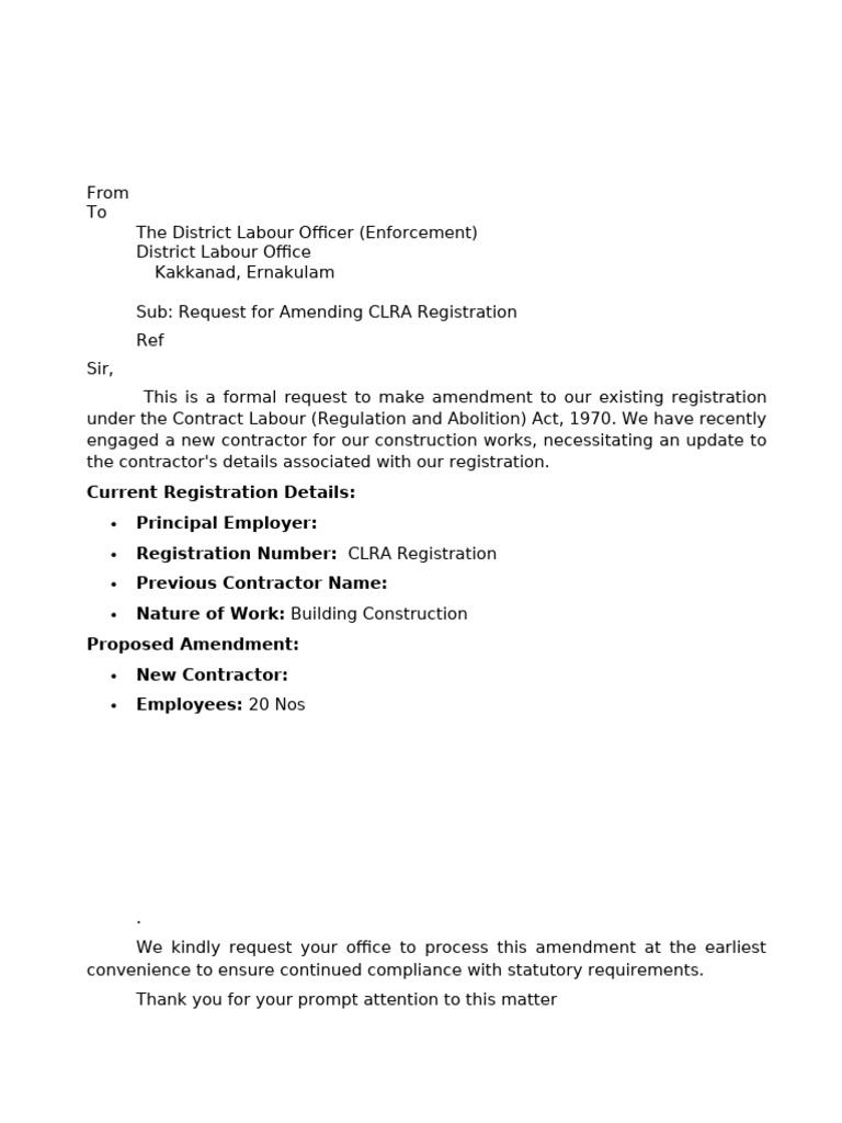 CLRA to Labour Officer | PDF