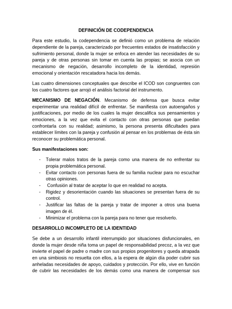 Definición de Codependencia | PDF | Las emociones | Temor