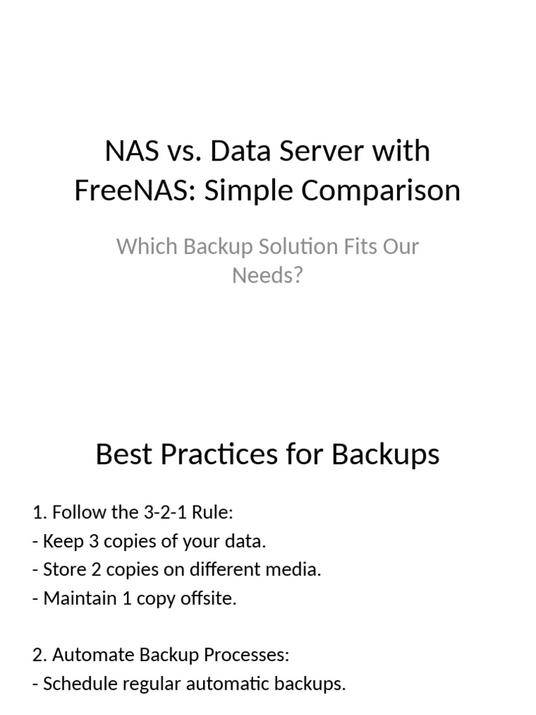 NAS Vs FreeNAS Presentation | PDF