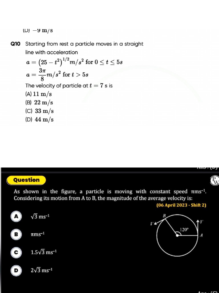 Kinematics Best Questions | PDF