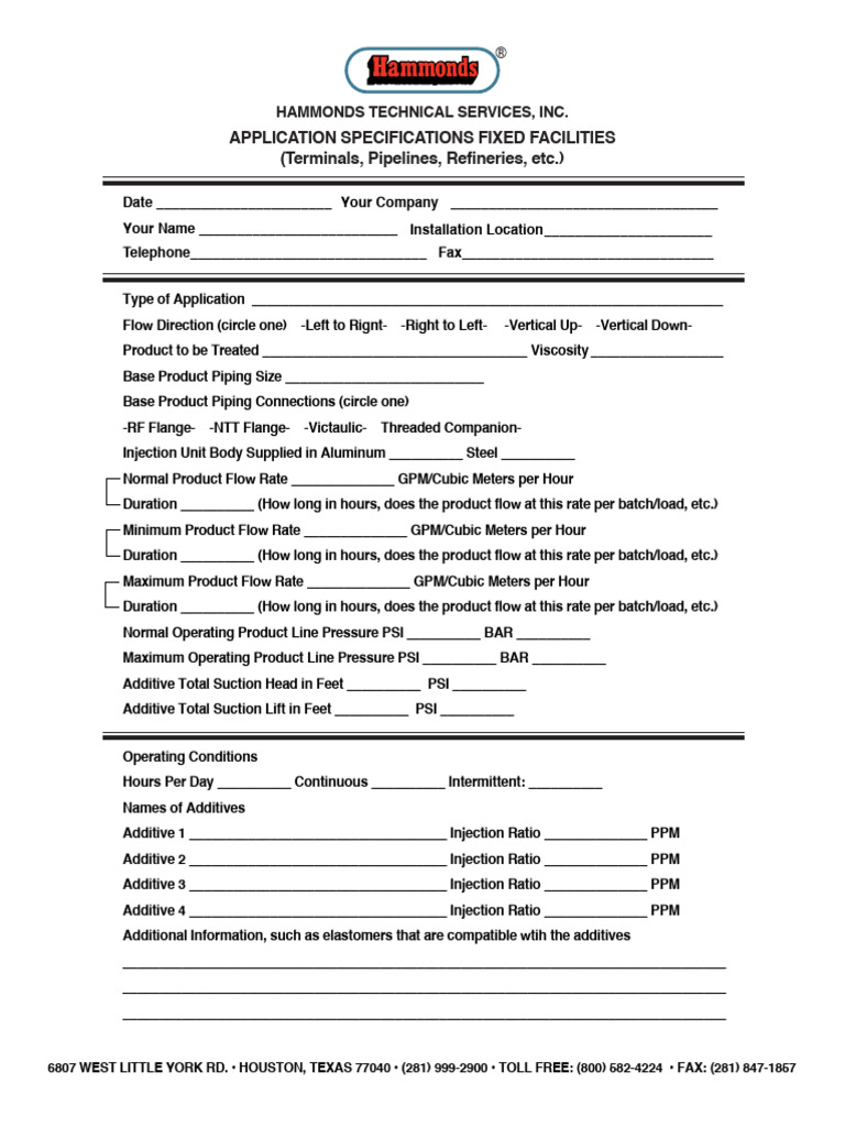 Fixed Facility Spec Sheet | PDF | Plumbing | Process Engineering