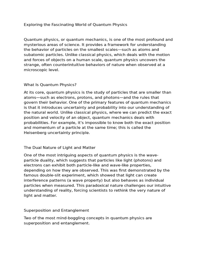 Exploring The Fascinating World of Quantum Physics | PDF | Quantum Mechanics | Quantum Computing