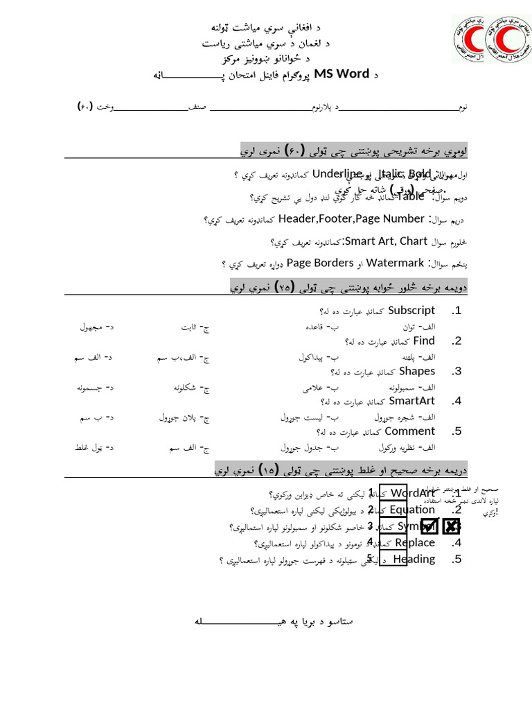 Word Exam | PDF