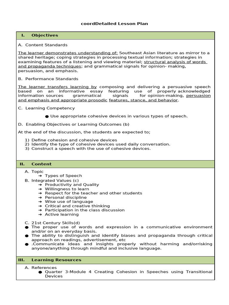706313375-Detailed-Lesson-Plan-in-Cohesive-Devices | PDF | Learning ...