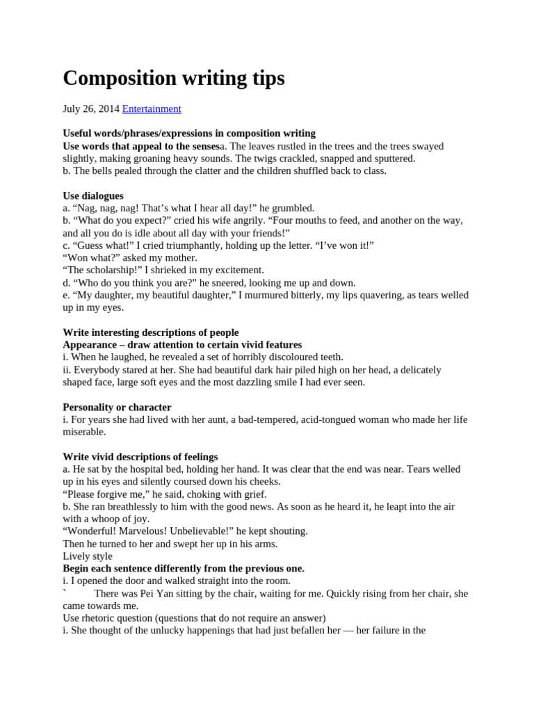 Composition Writing Tips | PDF