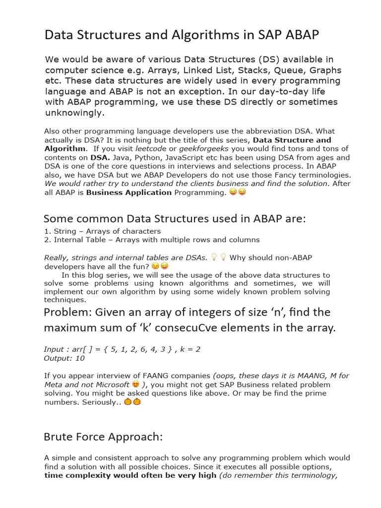 Data Structures and Algorithms in ABAP 1691932213 | PDF | Pointer (Computer Programming ...