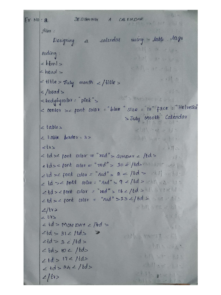 HTML, Ex No 2 by Jumana | PDF