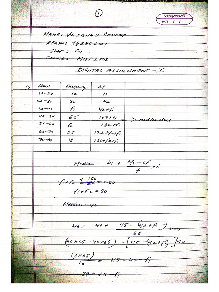 DA1_STATS_18BEC1009 | PDF