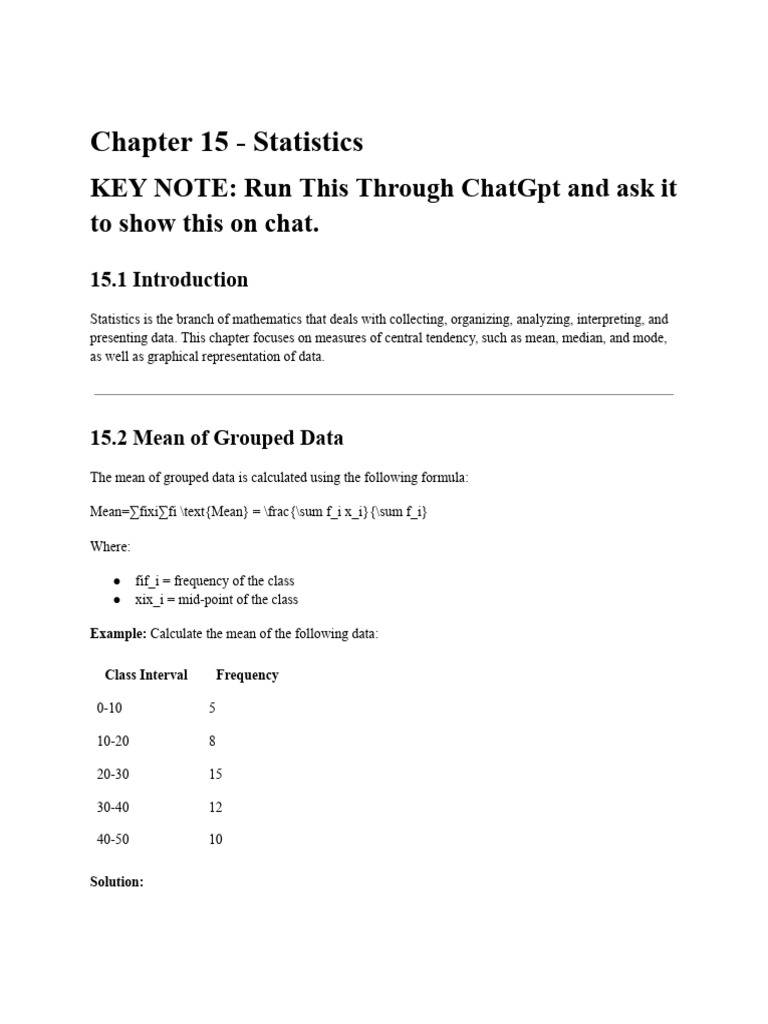 Chapter 15 - Statistics Class 10 Maths | PDF | Mean | Mode (Statistics)