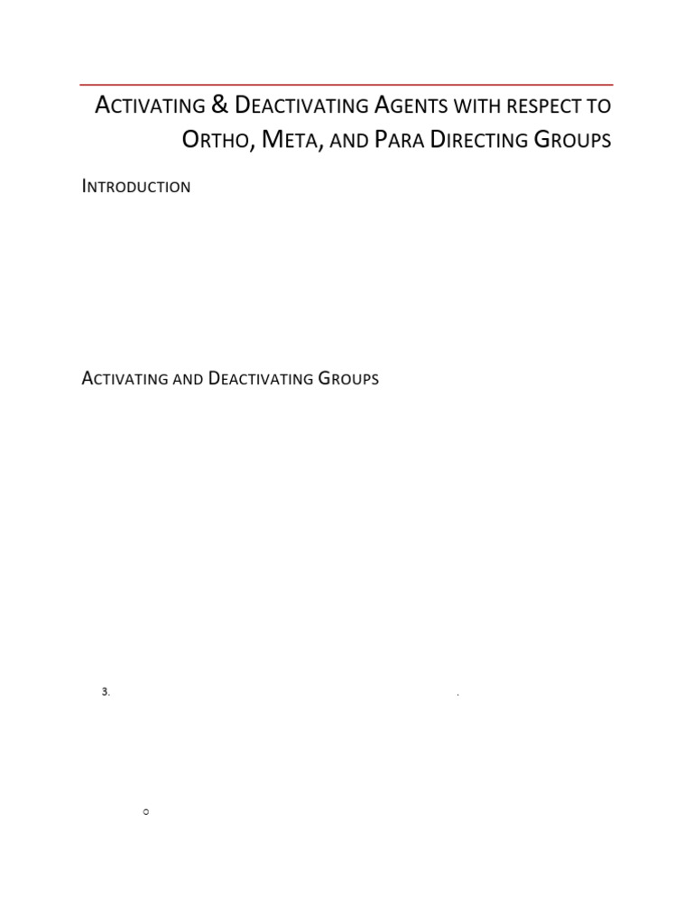 Activating and Deactivating Agents | PDF | Physical Chemistry | Chemistry