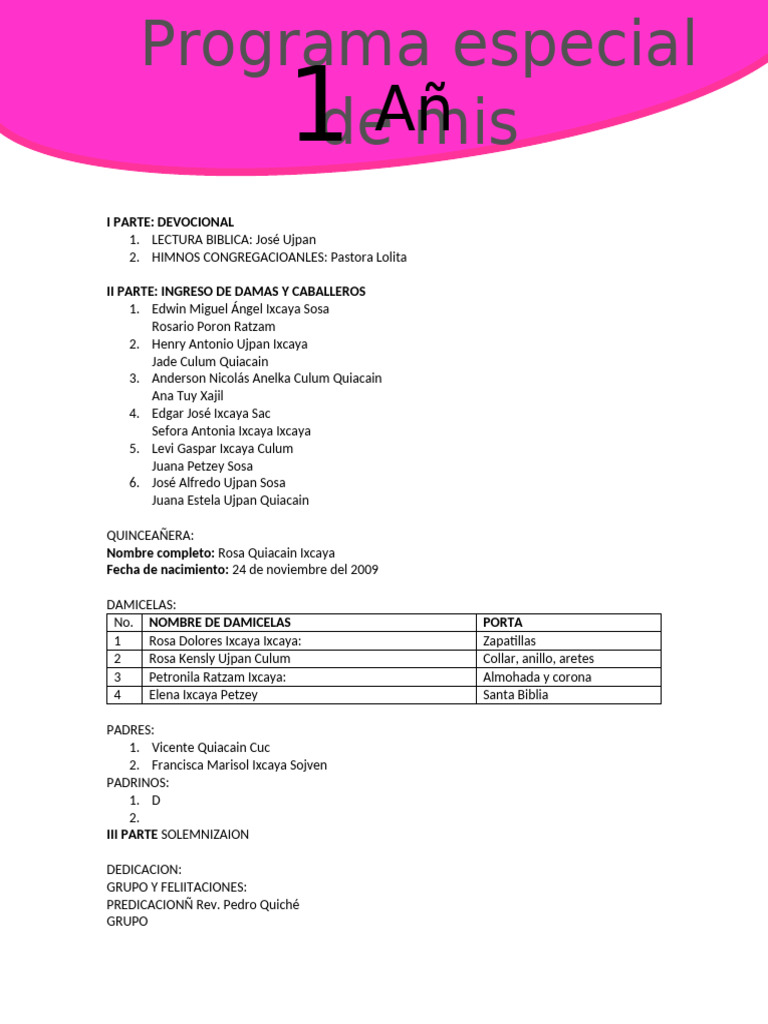 Programa de 15 Años | PDF