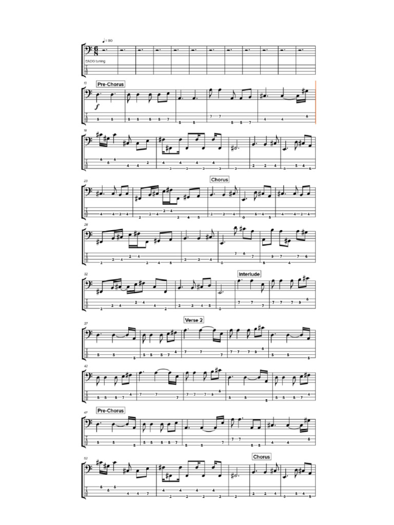 Die With a Smile Bass Tabs PDF | PDF