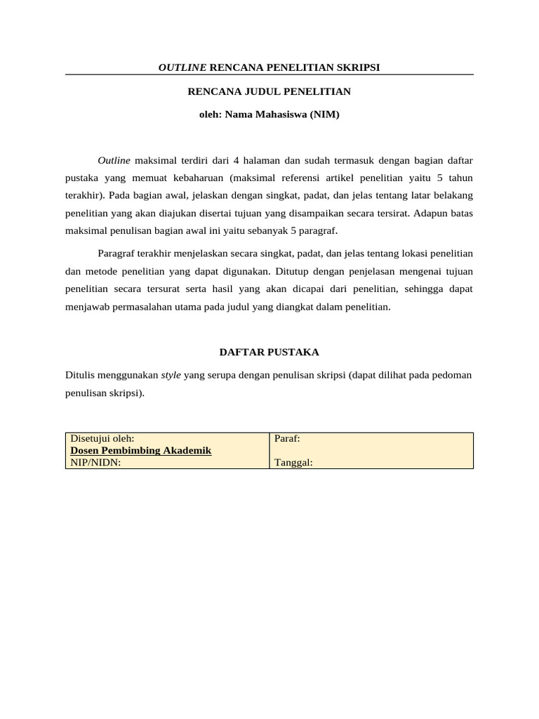 Outline Rencana Skripsi Optimal | PDF