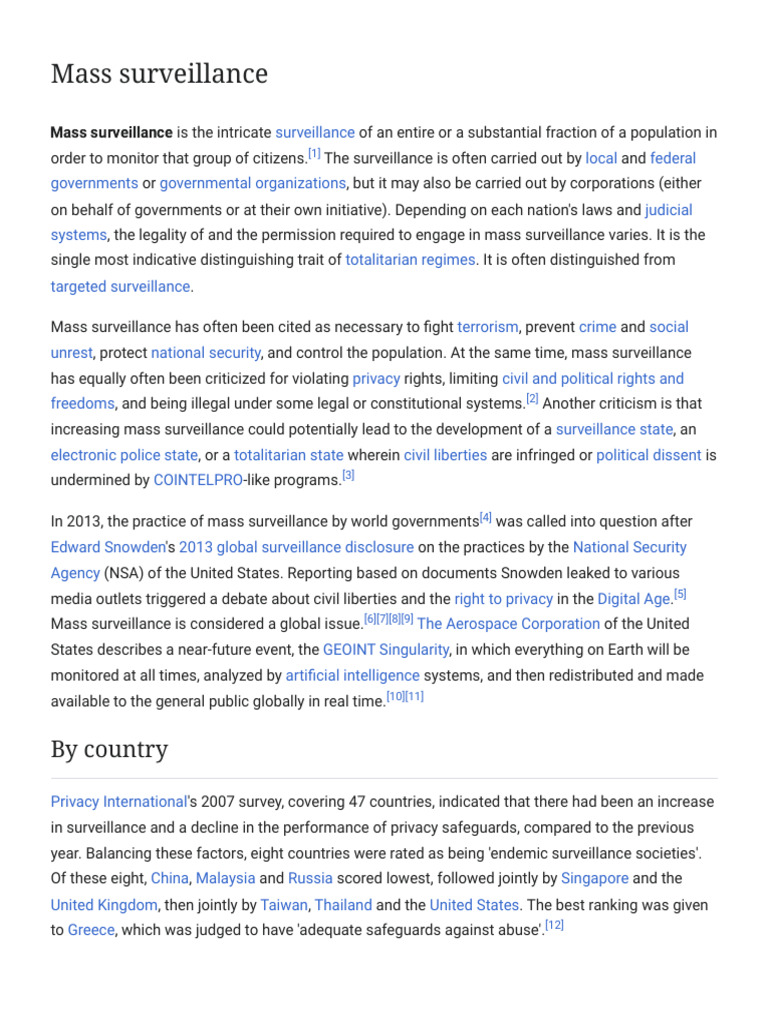 Understanding Mass Surveillance Issues | PDF | Mass Surveillance ...