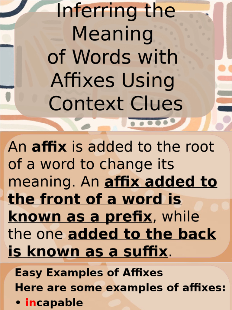 Affixes and Suffixes | PDF