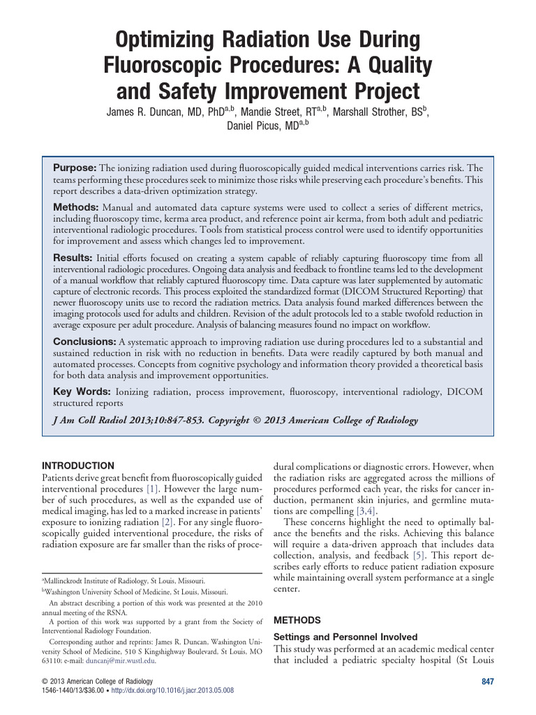 Optimizing Radiation Use During Fluoroscopic Proce | PDF | Radiology