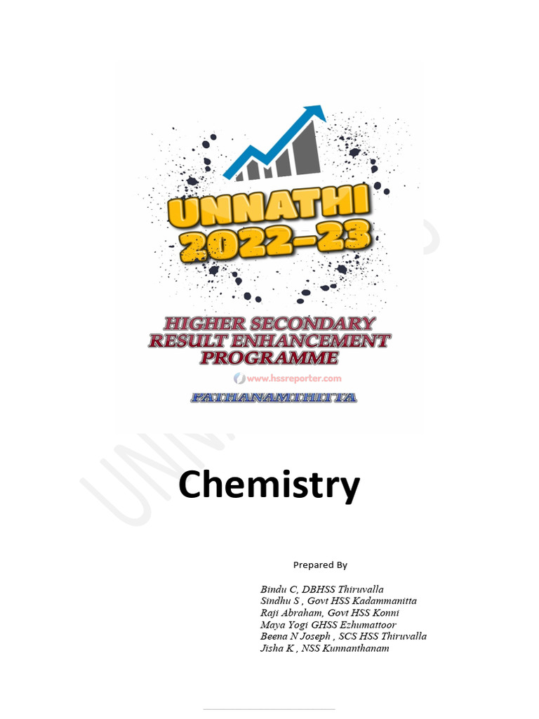 Hssrptr_+2 Chemistry Quick Revision Notes Sciece Unnathi (1) | PDF