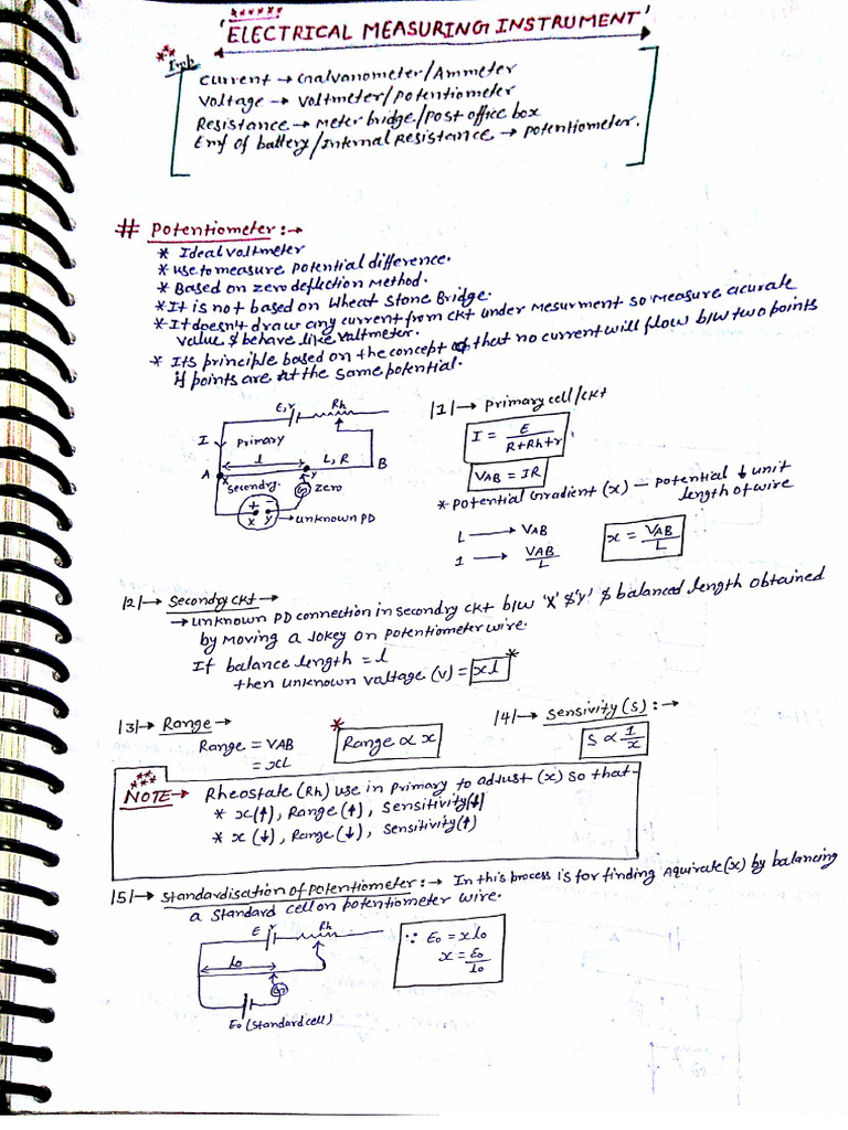 Electrical Measurement Device Kota Handwritten Notes | PDF
