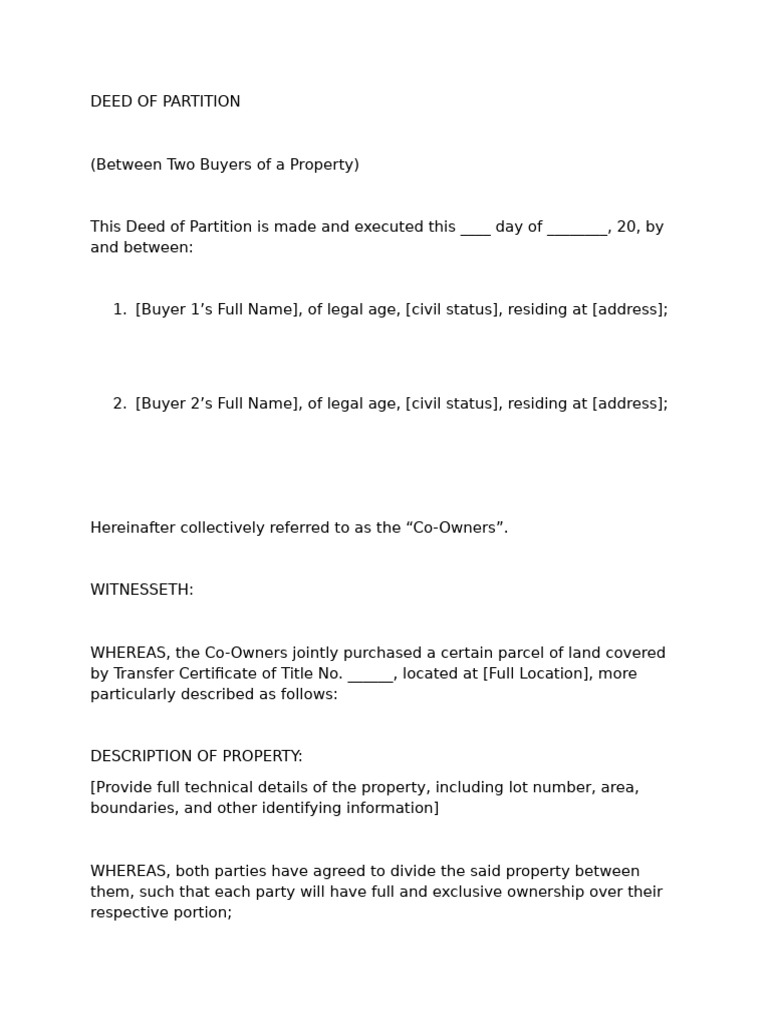 Deed of Parttion | PDF
