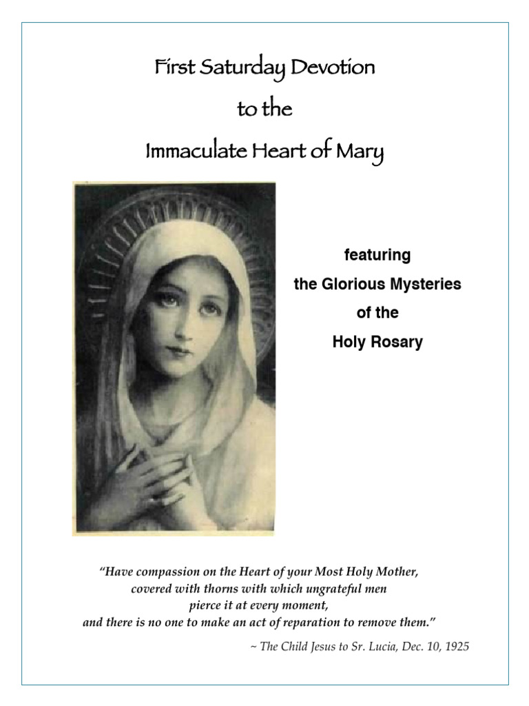 First Saturday Devotion to Mary | PDF | Mary, Mother Of Jesus | Jesus