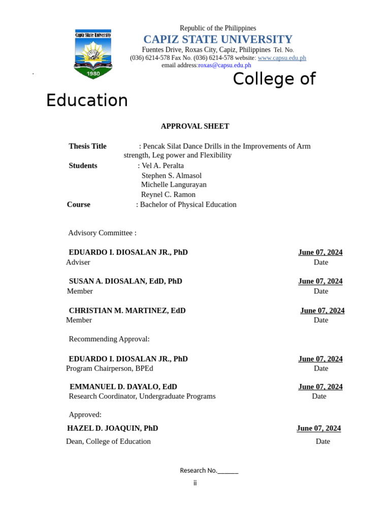 Approval and Acceptance Sheet | PDF | Thesis | Doctor Of Philosophy