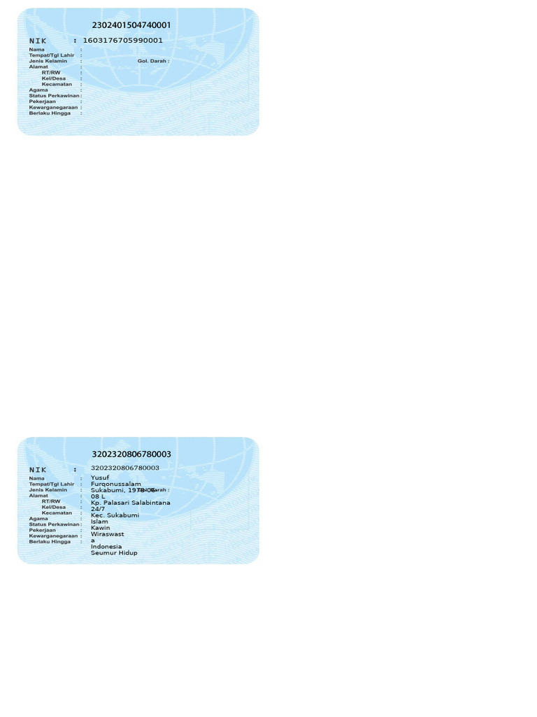 Format KTP Kosong | PDF