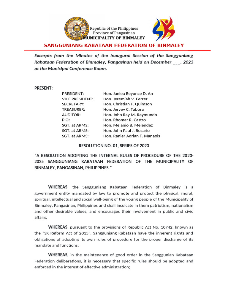 Internal Rules and Procedures SK Federation | PDF | Quorum | Government
