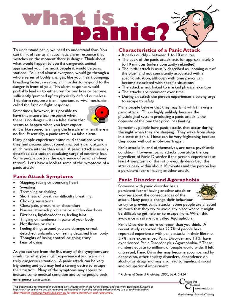 Panic Information Sheet - 01 - What is Panic | PDF | Panic Attack | Panic Disorder