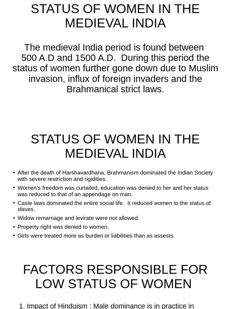 Status of Women in The Medieval India | PDF | Woman