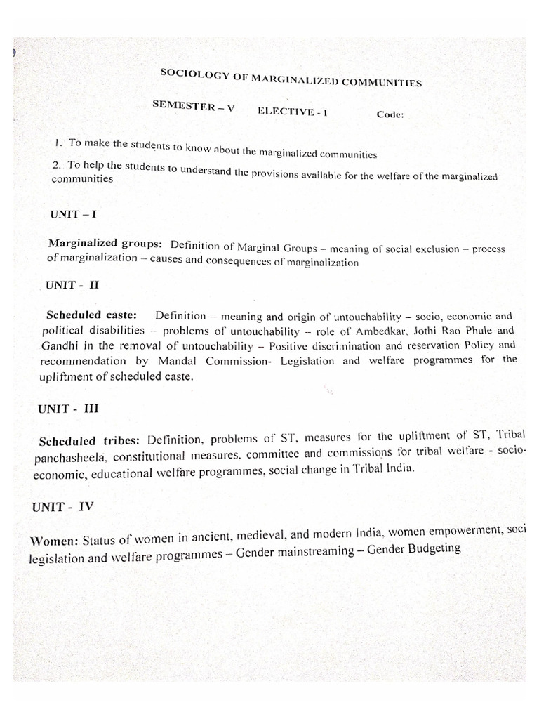 Sociology of Marginalized Community | PDF