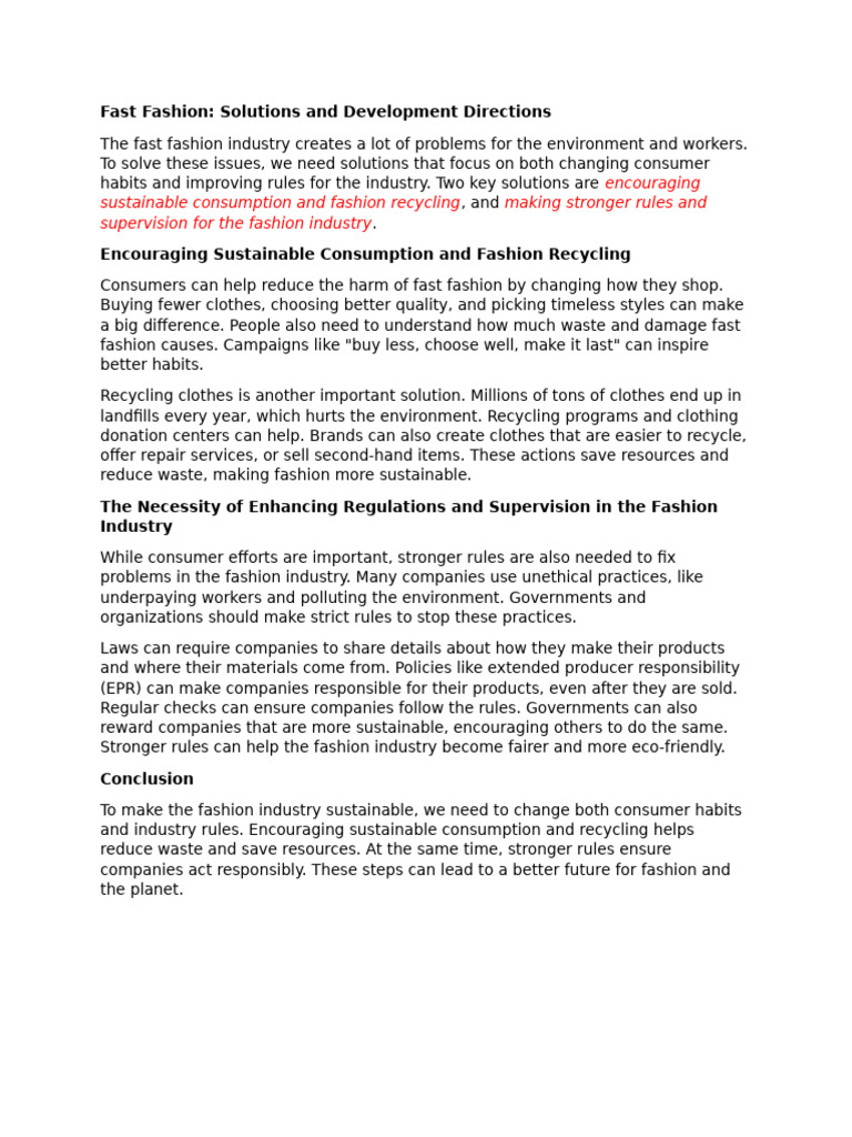 Sustainable Fashion Solutions Guide | PDF