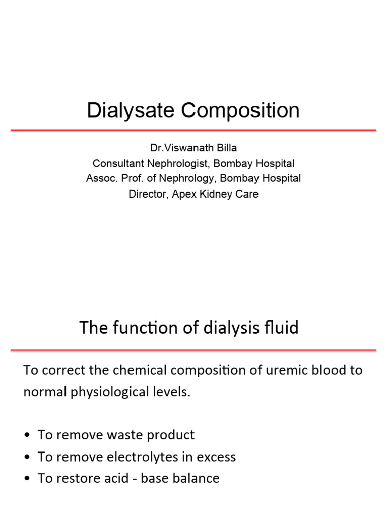 Dialysate Composition in Kidney Care | PDF | Hemodialysis | Nephrology