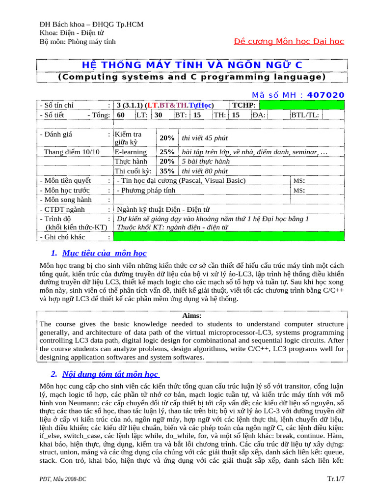 DeCuong Hethongmaytinh NNC | PDF