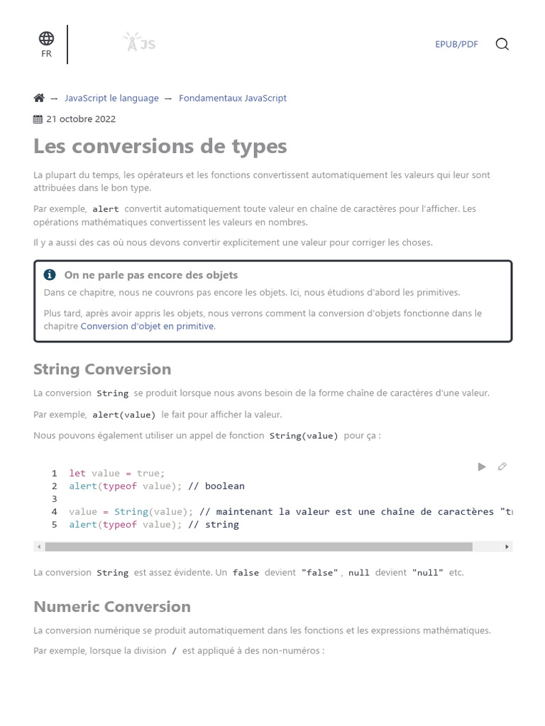 7 Les Conversions de Types | PDF | Booléen | Logique mathématique
