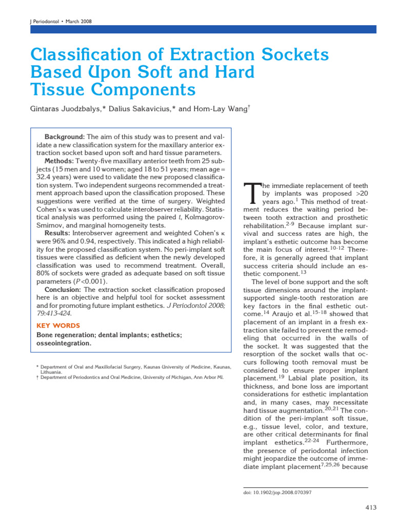Juodzbalys Et Al. - 2008 - Classification of Extraction Sockets Based ...