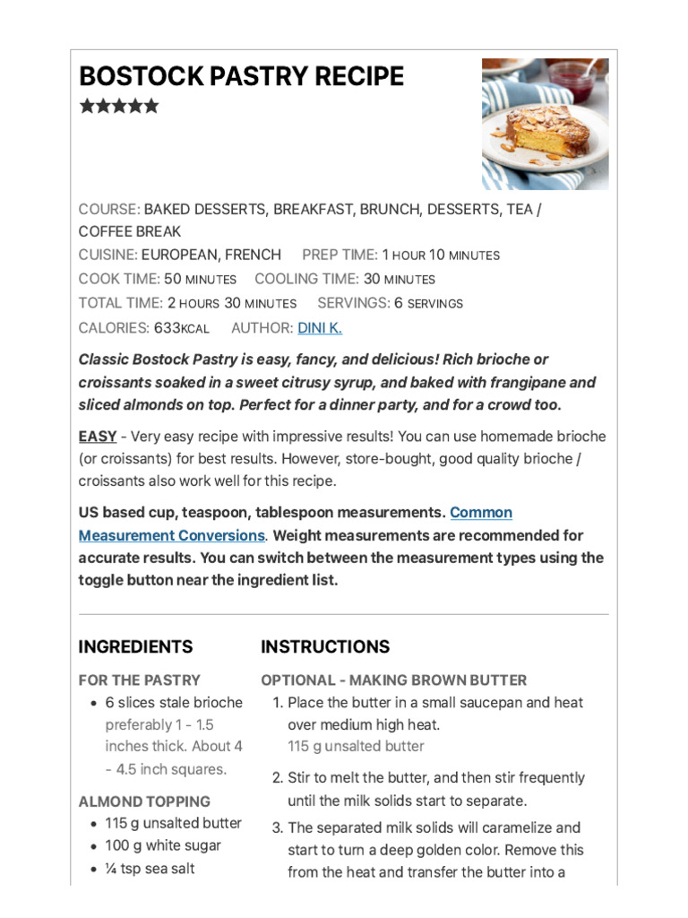 Bostock Pastry Recipe - The Flavor Bender | PDF | Fat | Baking