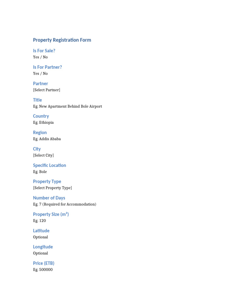 Property Registration Form | PDF