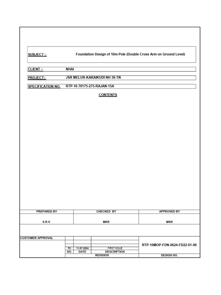 Foundation Design for 10m Light Pole | PDF | Foundation (Engineering ...