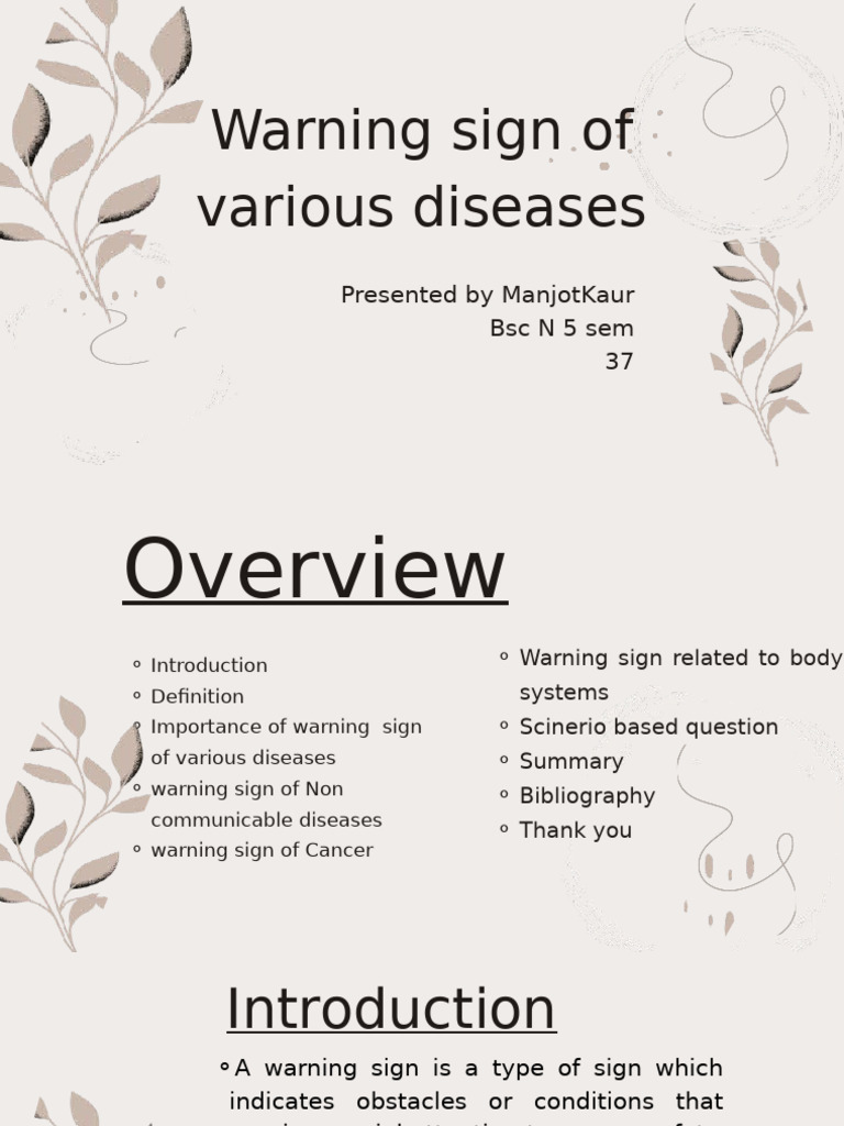 Warning Sign of Various Diseases - PPTX - 20240618 - 111213 - 0000 ...