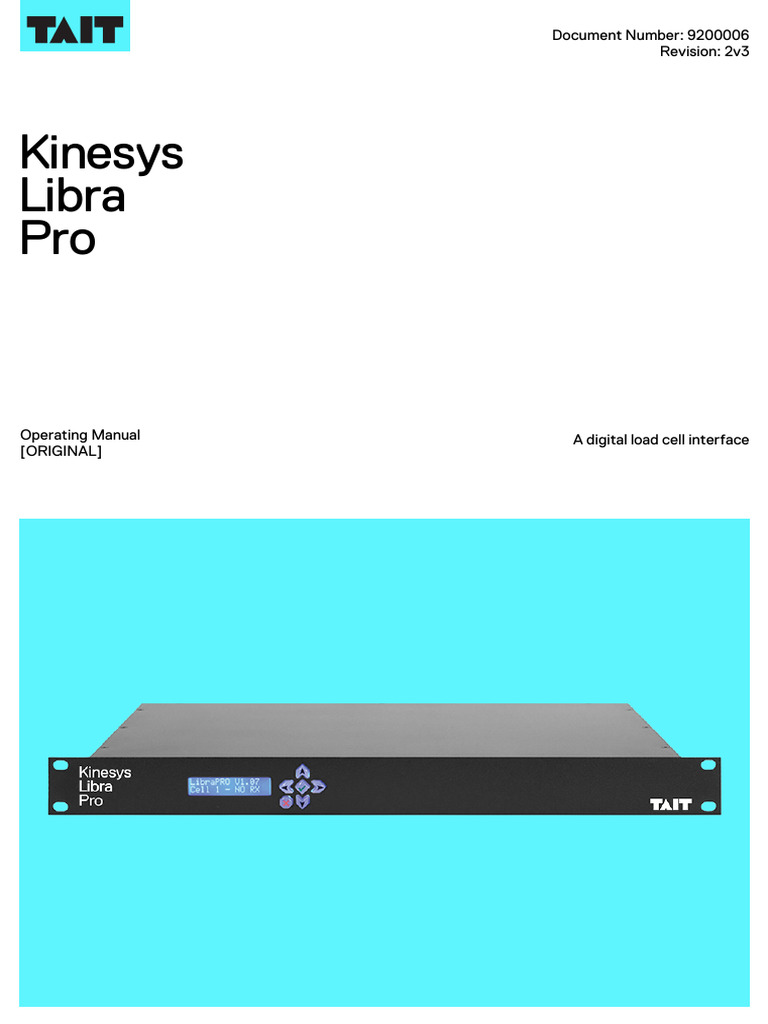 9200006_2v3 Kinesys Libra Pro Operating Manual | PDF | Usb | Relay