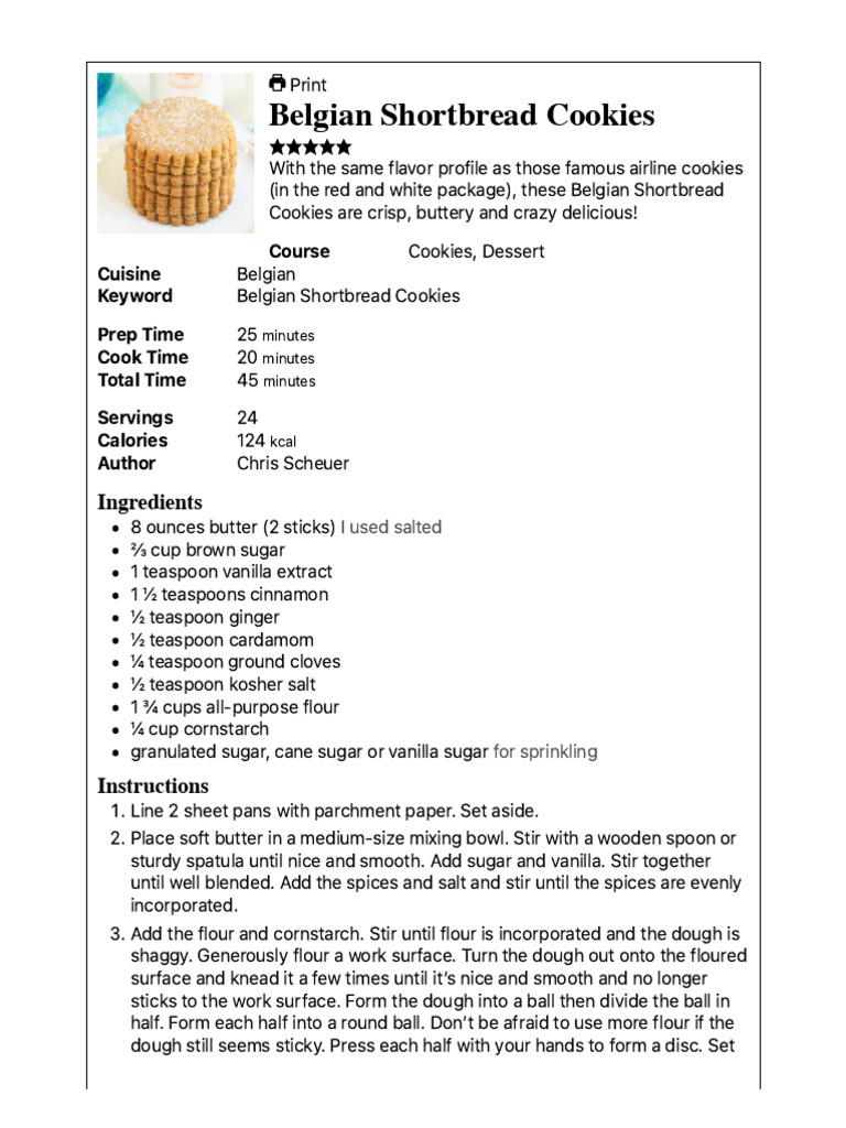 Delicious Belgian Shortbread Cookies Recipe | PDF | Fat | Teaspoon