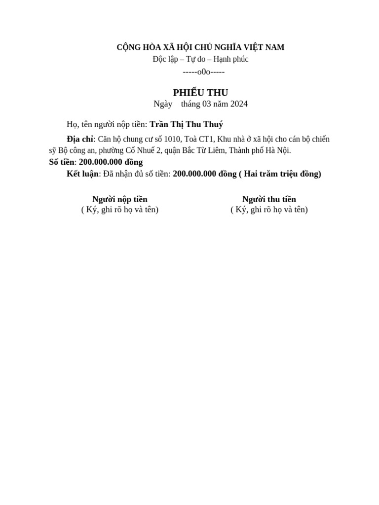 3.Phieu thu | PDF