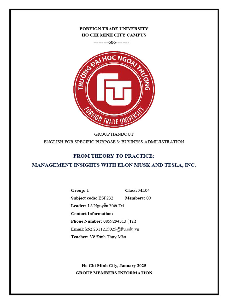(Esp232) (ML04) (Group1) Tổng Hợp | PDF | Leadership | Elon Musk