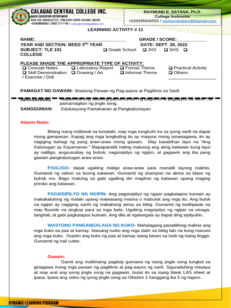 Tle 101 Las Number 11 | PDF