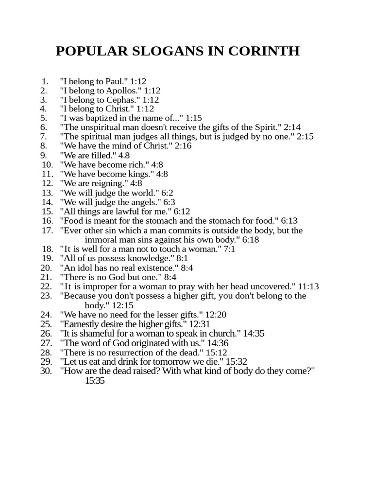 Popular Slogans in Corinth | PDF