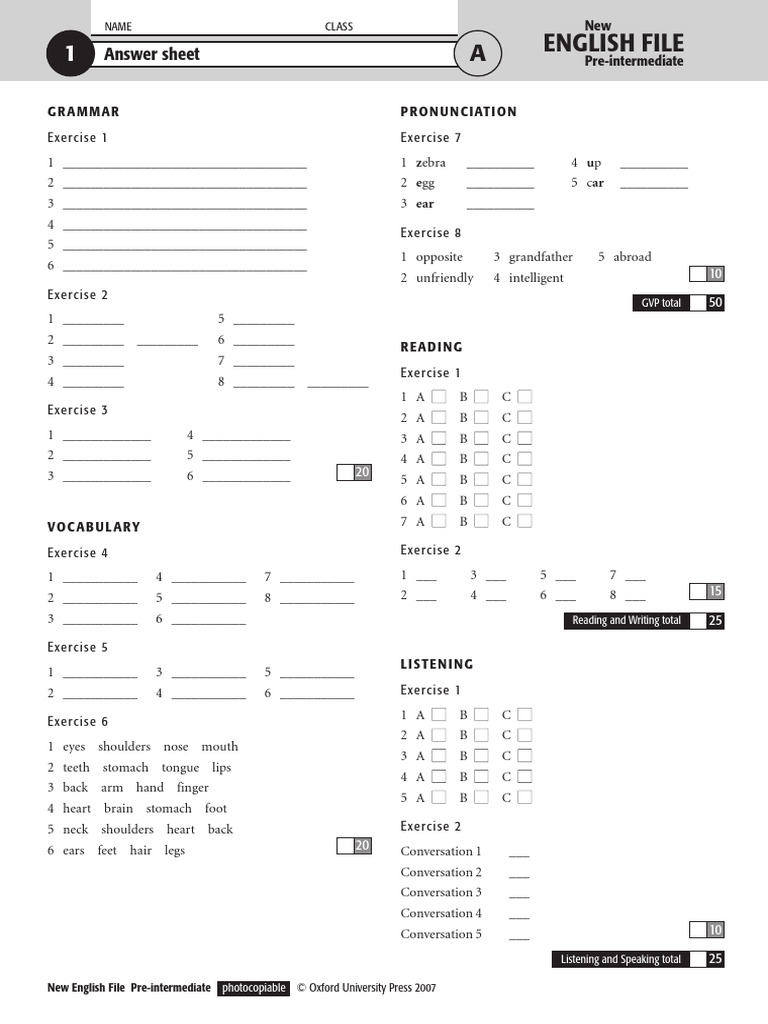Nef Preint Filetest 1a Answersheet | PDF | Human Anatomy | Primate Anatomy