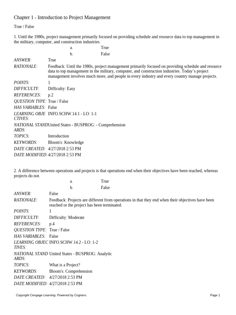 Chapter 1 Introduction To Project Management | PDF | Project Management | Knowledge