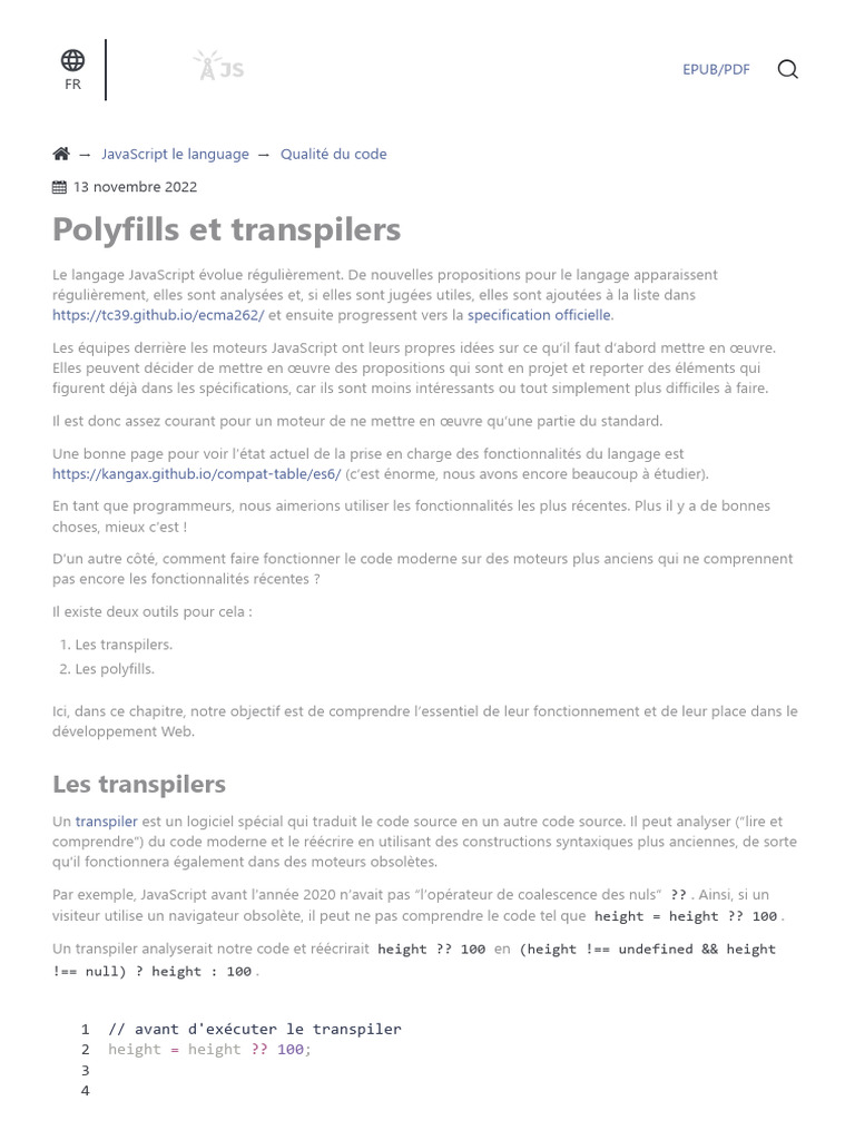 Polyfills et Transpilers en JavaScript | PDF | JavaScript | Logiciel